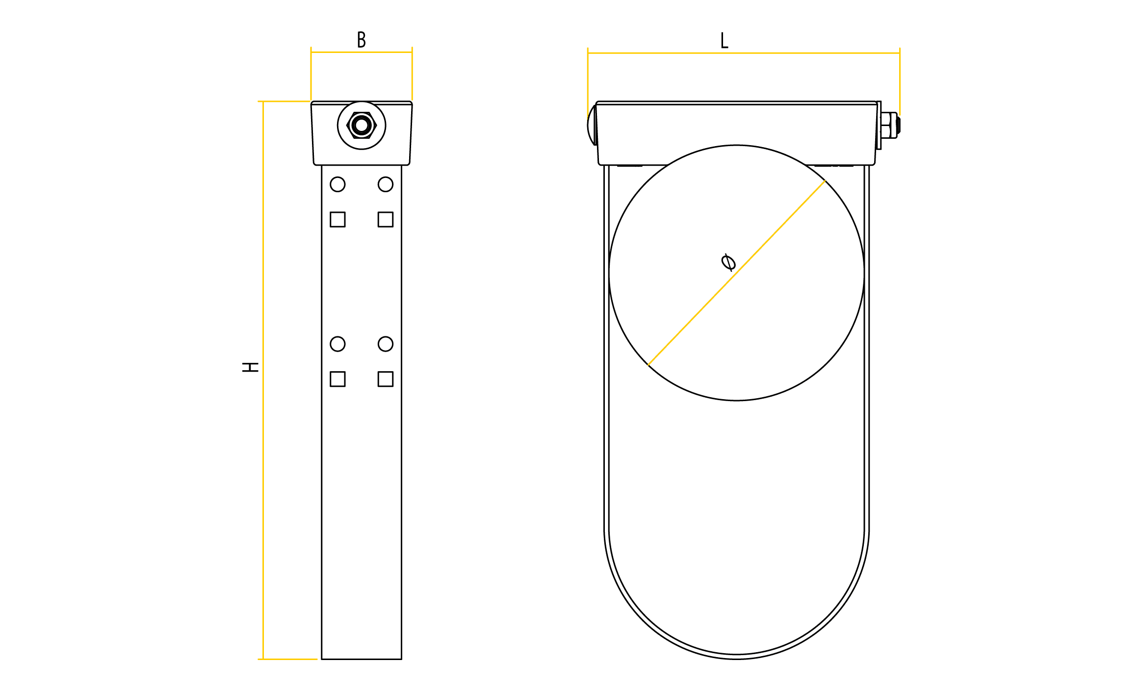 Double rectangular bracket fitting kit for hose tube holder.