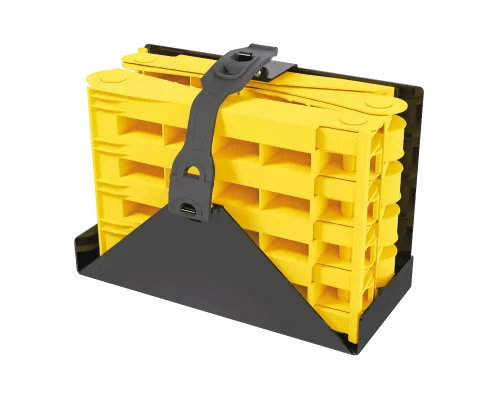 Black powder coated chock holder with PVC spring